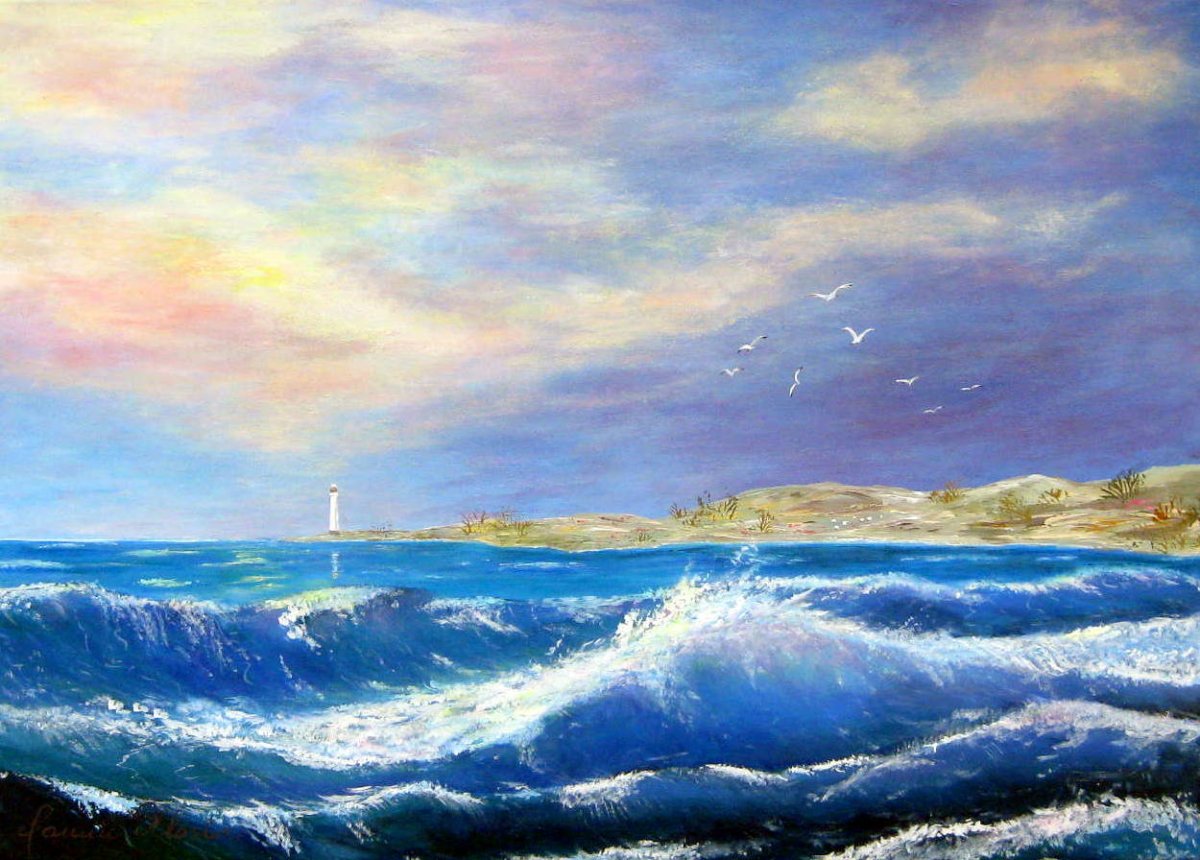"New Waves 14" 50x70cm maleri Jannie Kloster - Jannie Kloster - Galleri ...