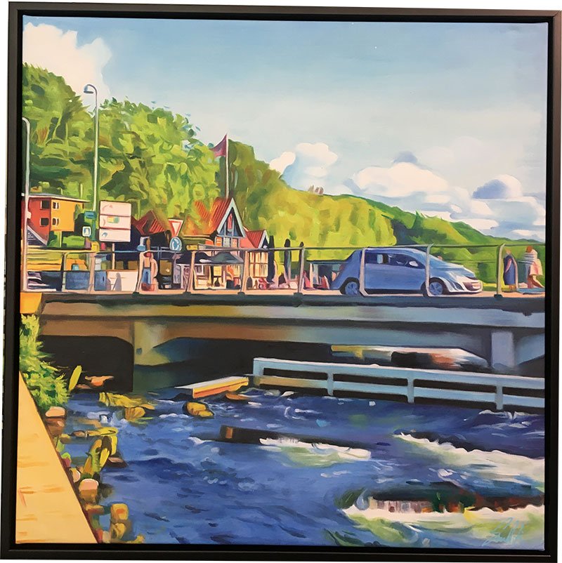 Stille sommerdag i Silkeborg, Oliemaleri 80x80cm - Silkeborg - Galleri Art Expo